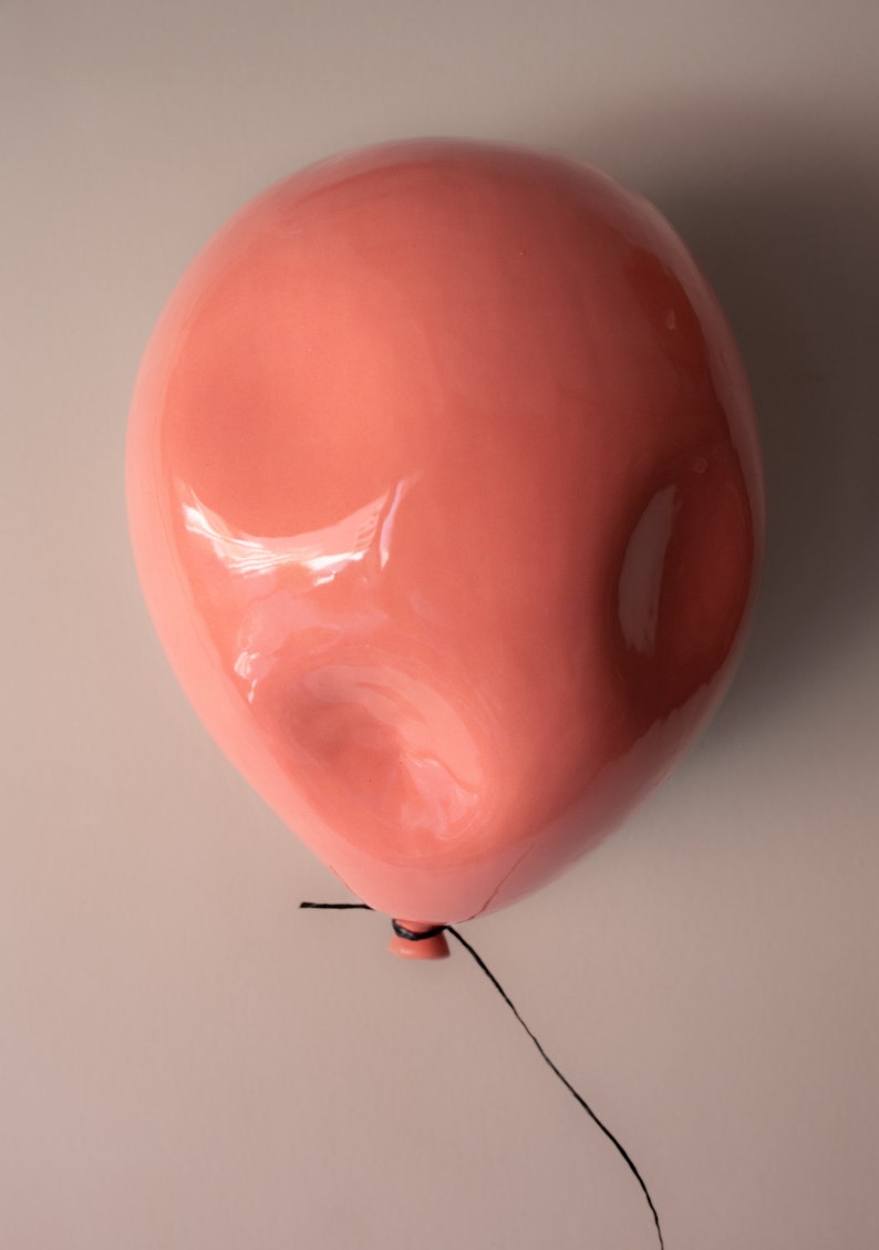 Ceramic Deflated Balloon Sculpture, Small Pink Ceramic Balloon ...