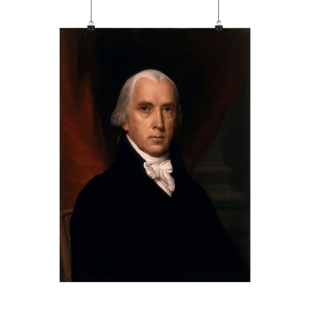 Presidential Portaits, 4th US President James Madison, Matte Vertical ...