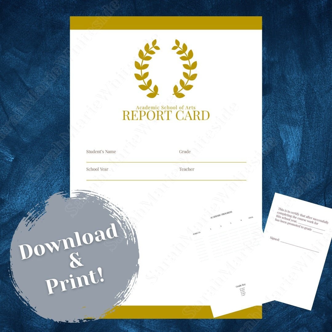 Homeschool Report Card Digital Download With Generic Name, PNG File ...