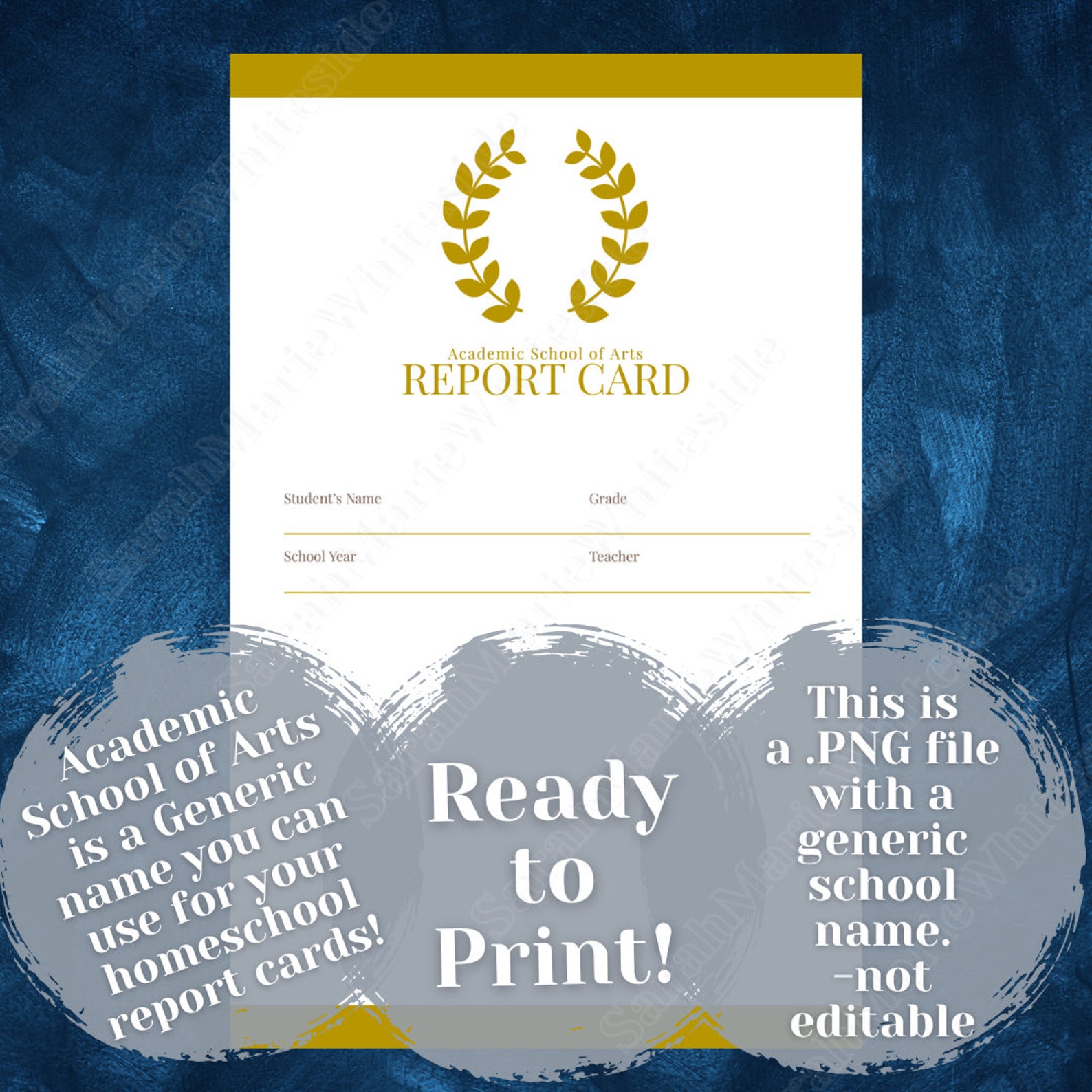 Homeschool Report Card Digital Download With Generic Name, PNG File ...
