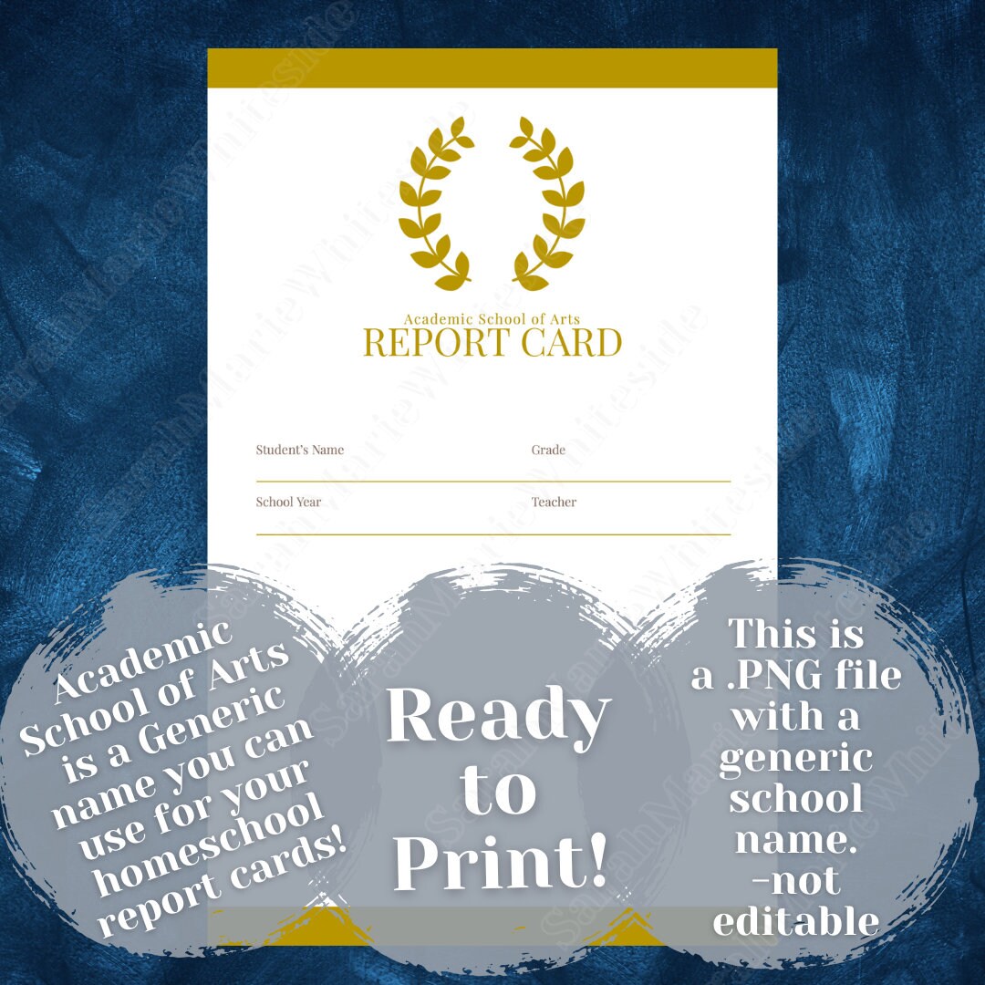 Homeschool Report Card Digital Download With Generic Name, PNG File ...