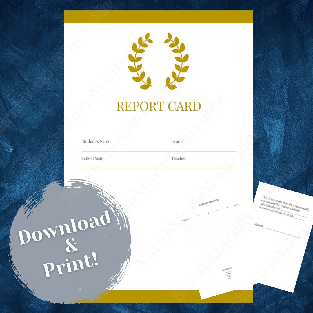 Homeschool Report Card Digital Download, PNG File, Not Editable, Ready ...