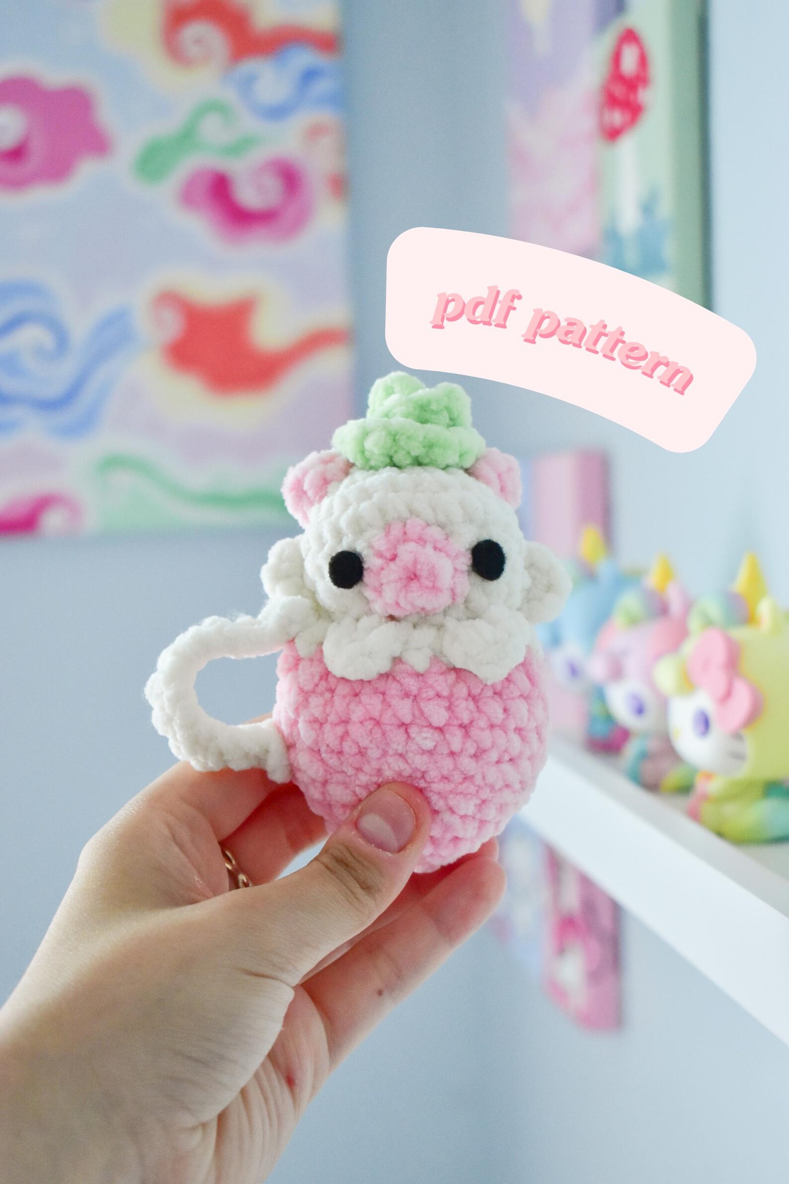 Cute Crochet Strawberry Matcha Cow – Intermediate Amigurumi Pattern ...