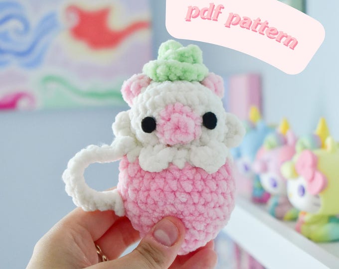 Cute Crochet Strawberry Matcha Cow – Intermediate Amigurumi Pattern ...