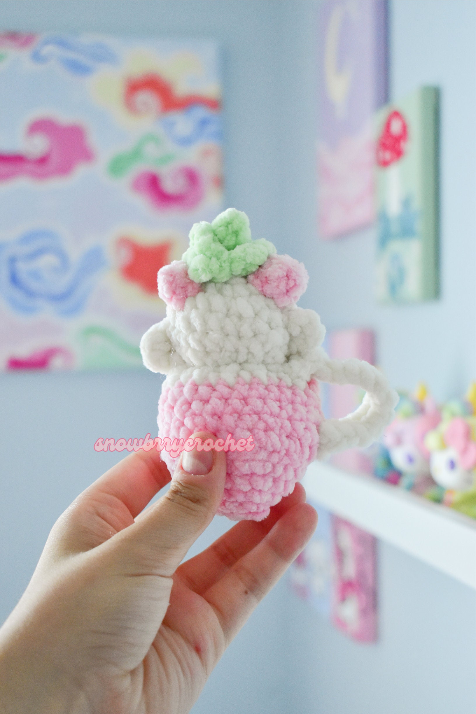 Strawberry Matcha Cow Crochet Amigurumi Plushie - Etsy