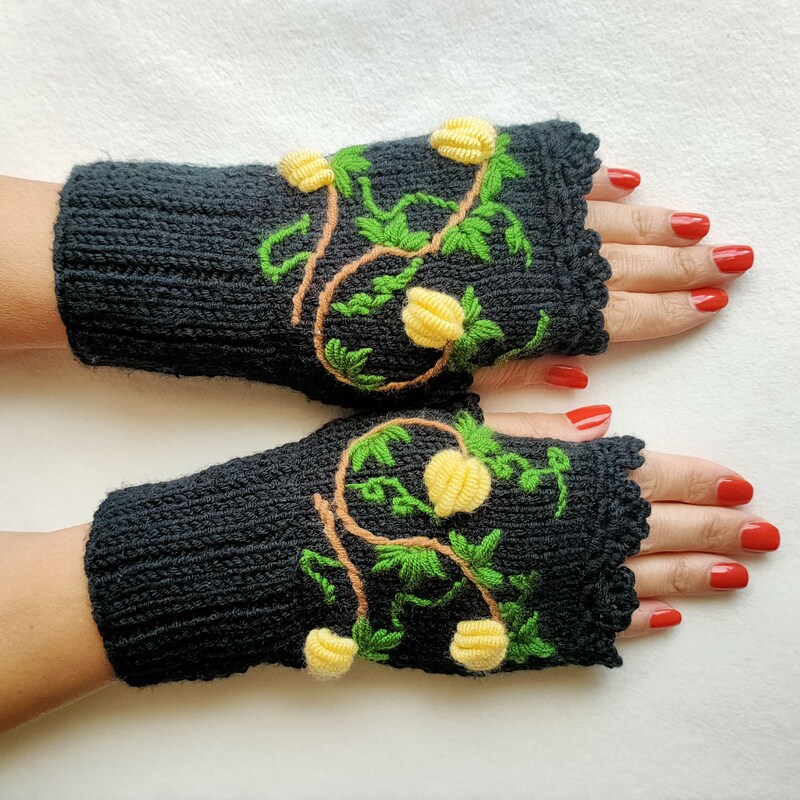 Embroidered Mittens - Etsy