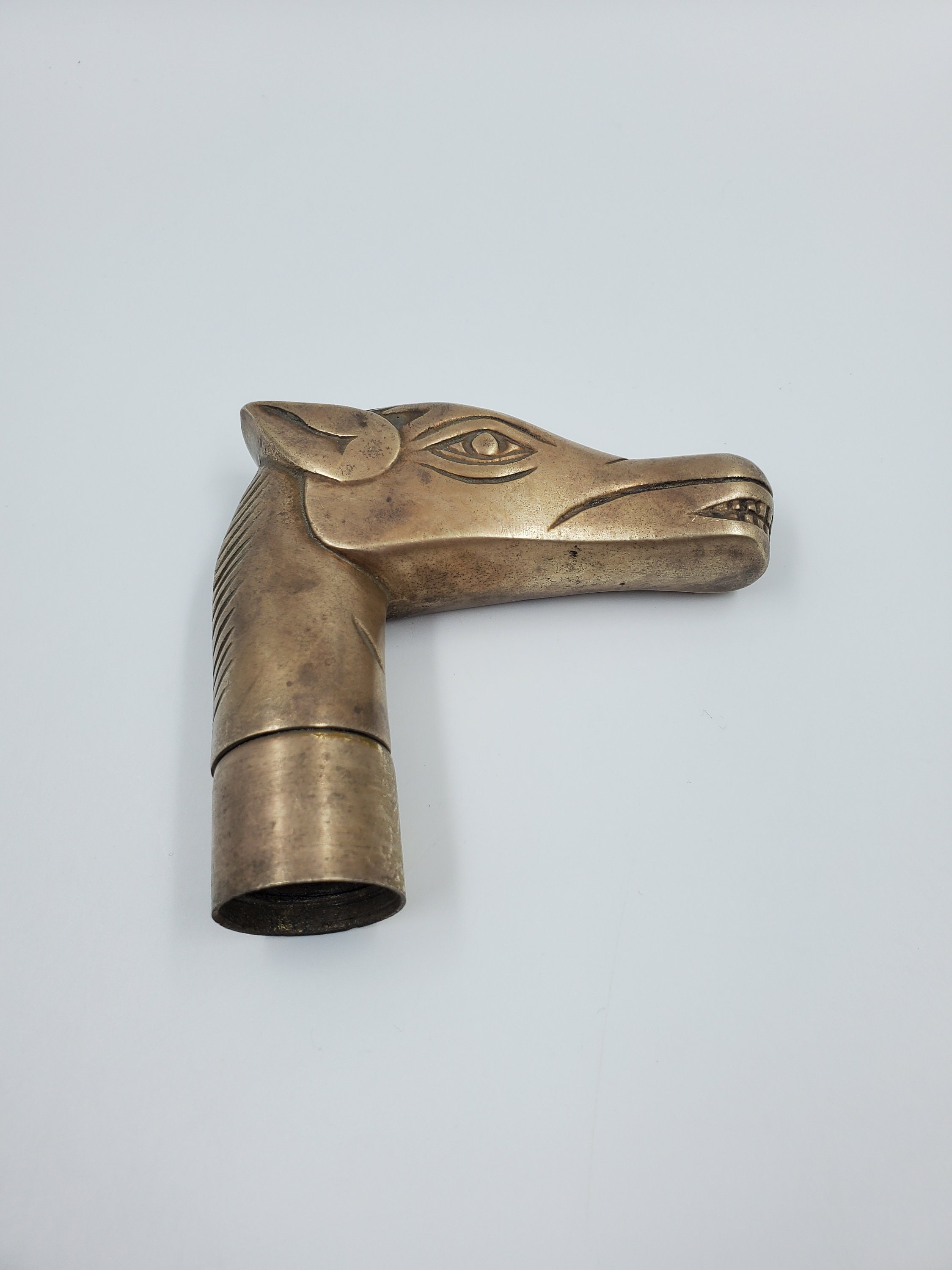 Brass Horse Head Threaded Walking Stick Cane Topper Finial - Etsy
