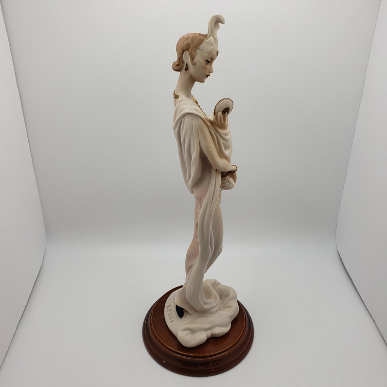 Vintage Lady With A Powder Puff Sculpture Figurine Signed M. Pinto - Etsy