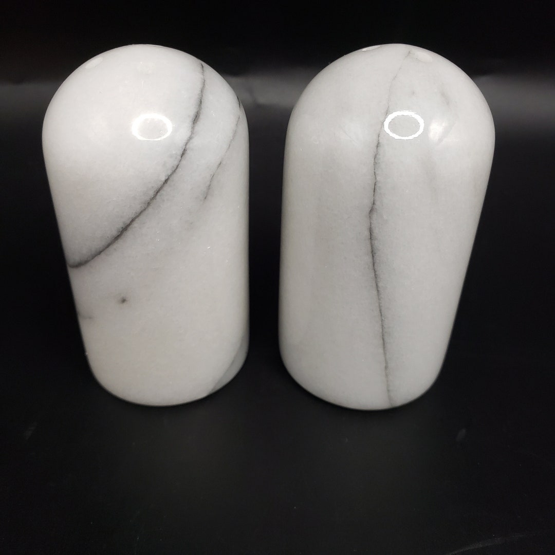 Vintage Marble Salt and Pepper Shakers - Etsy