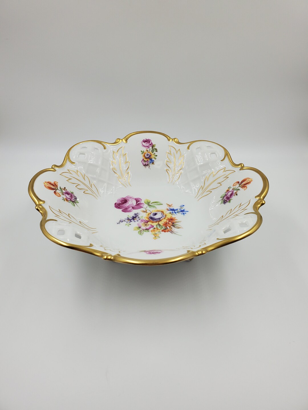Reichenbach Footed Reticulated Round Mid-century Dresden Style Serving ...
