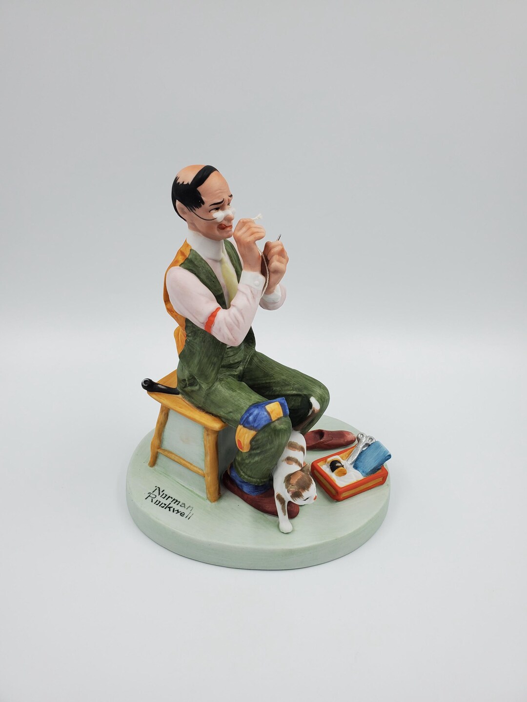 Norman Rockwell Man Threading A Needle Figurine - Etsy