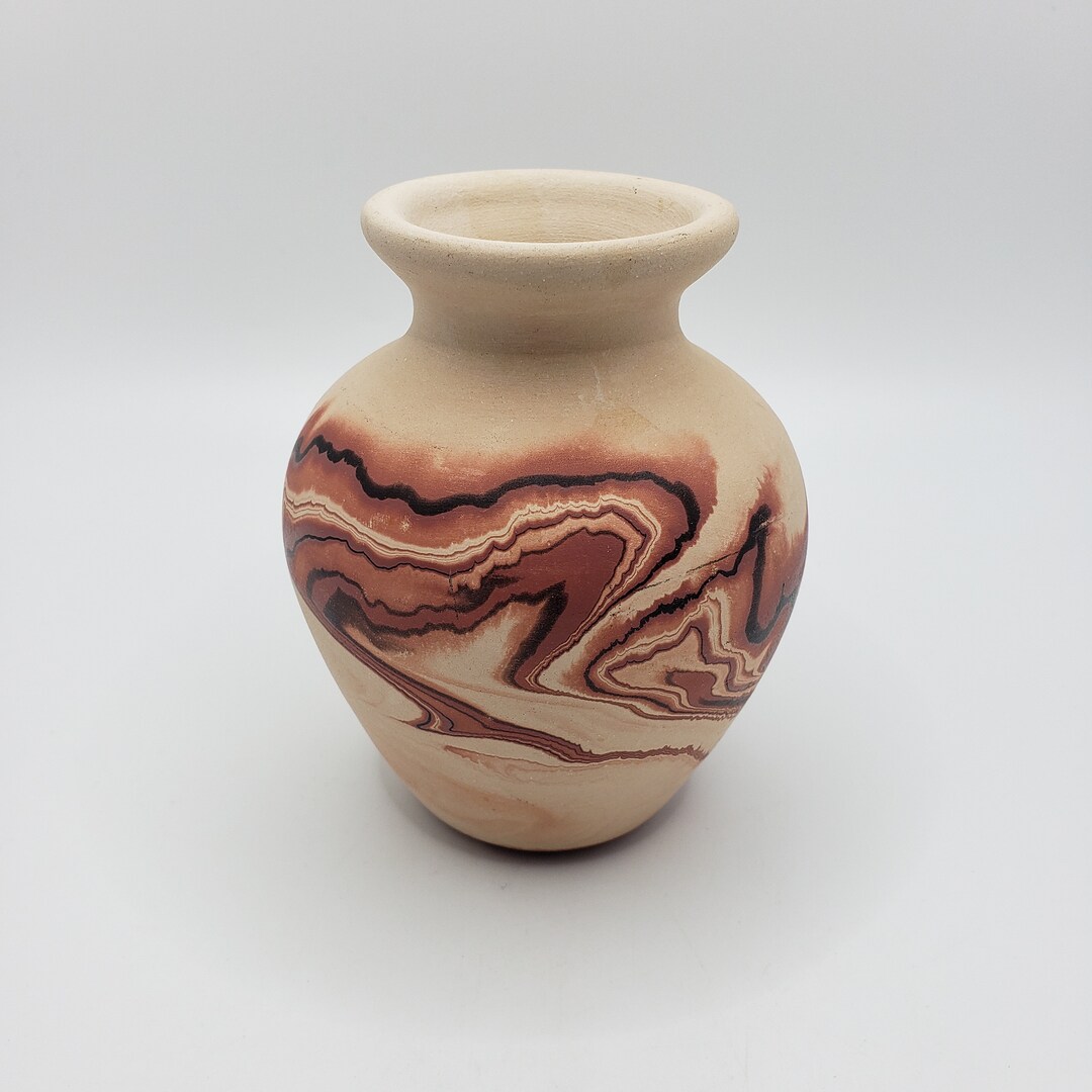 Vintage Nemadji Pottery Hand Made Brown Swirl Vase USA - Etsy