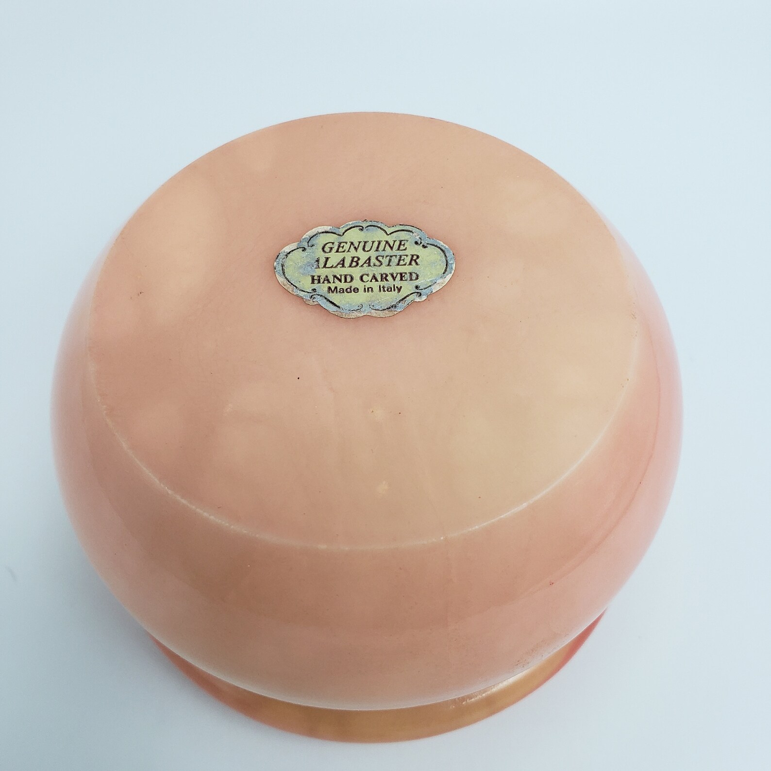 Vintage Genuine Pink Alabaster Hinged Hand Carved Jewelry Trinket Box ...