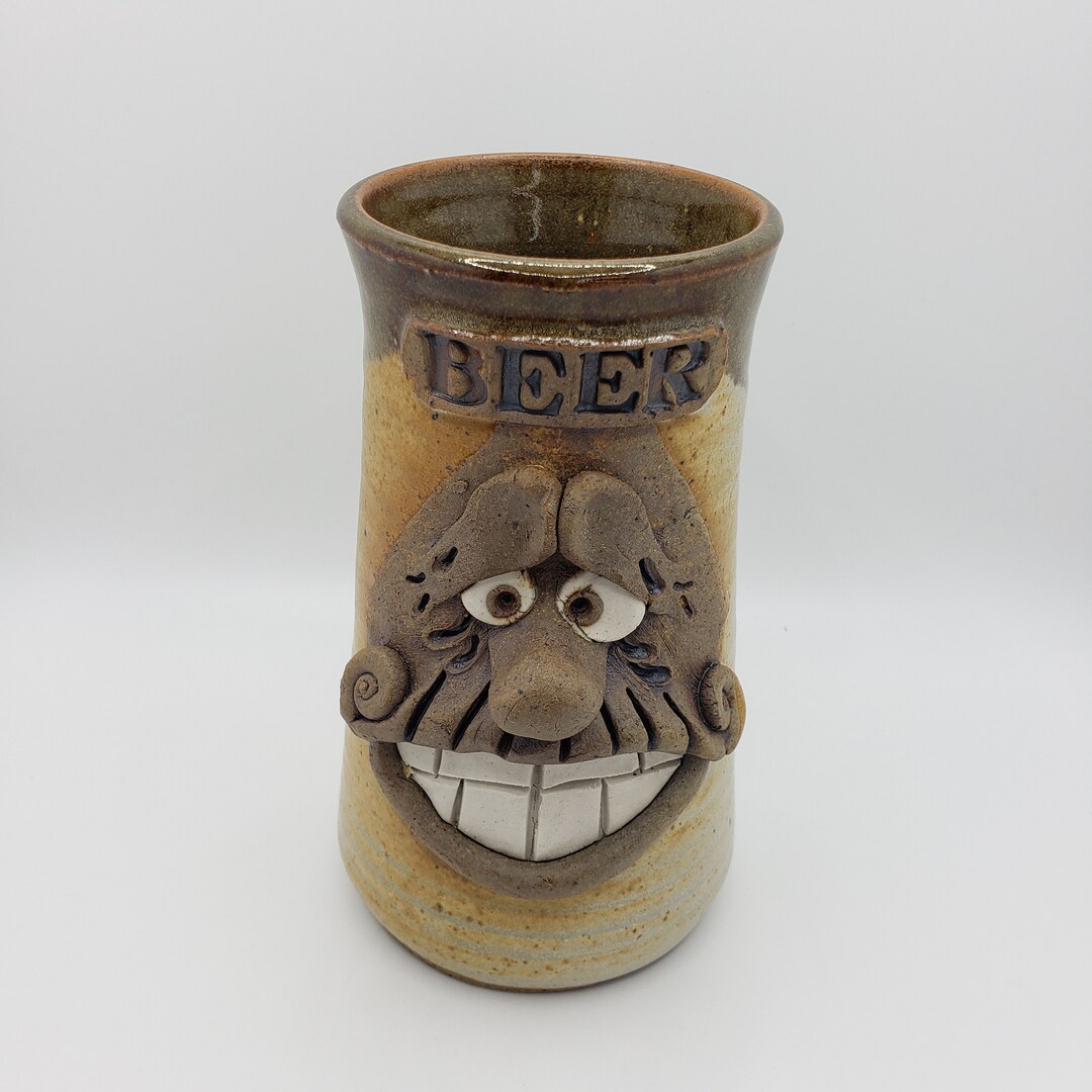 Funny Face Beer Mug Stoneware Art Pottery - Etsy