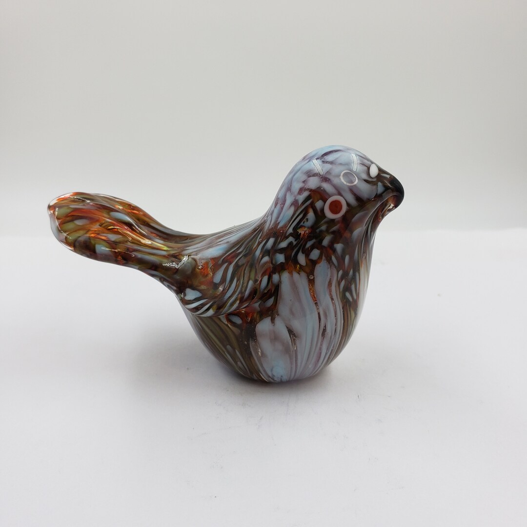 Art Glass Confetti Bird Paperweight Figurine - Etsy