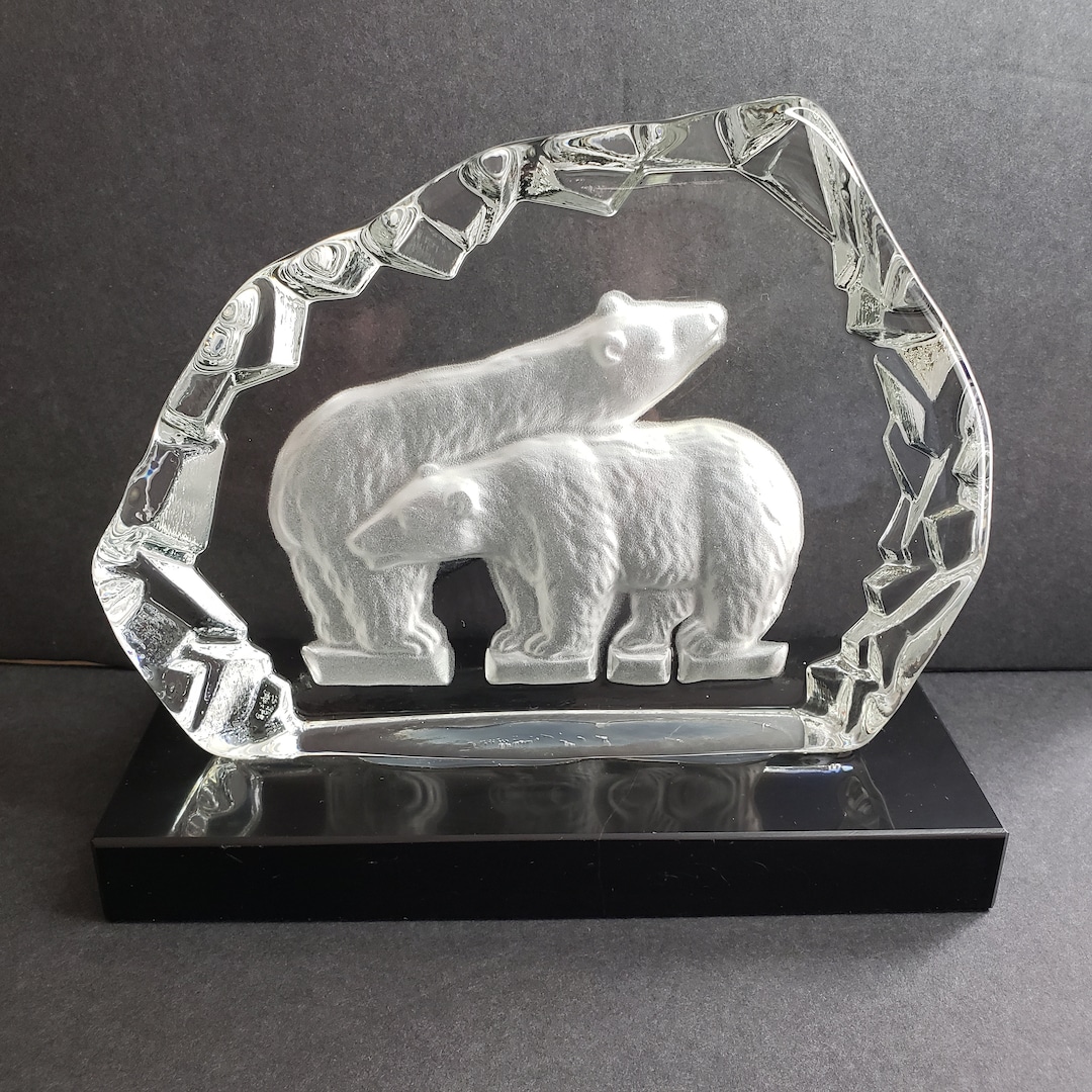 Crystal Glass Polar Bear Paperweight Figurine - Etsy