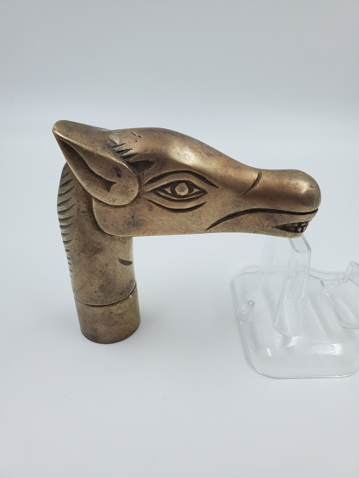 Brass Horse Head Threaded Walking Stick Cane Topper Finial - Etsy