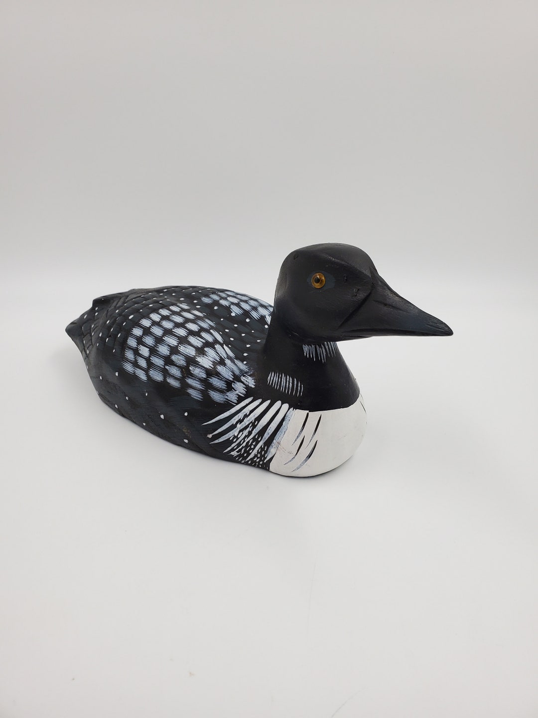 Vintage Wooden Hand Carved Hand Painted Loon Figurine - Etsy
