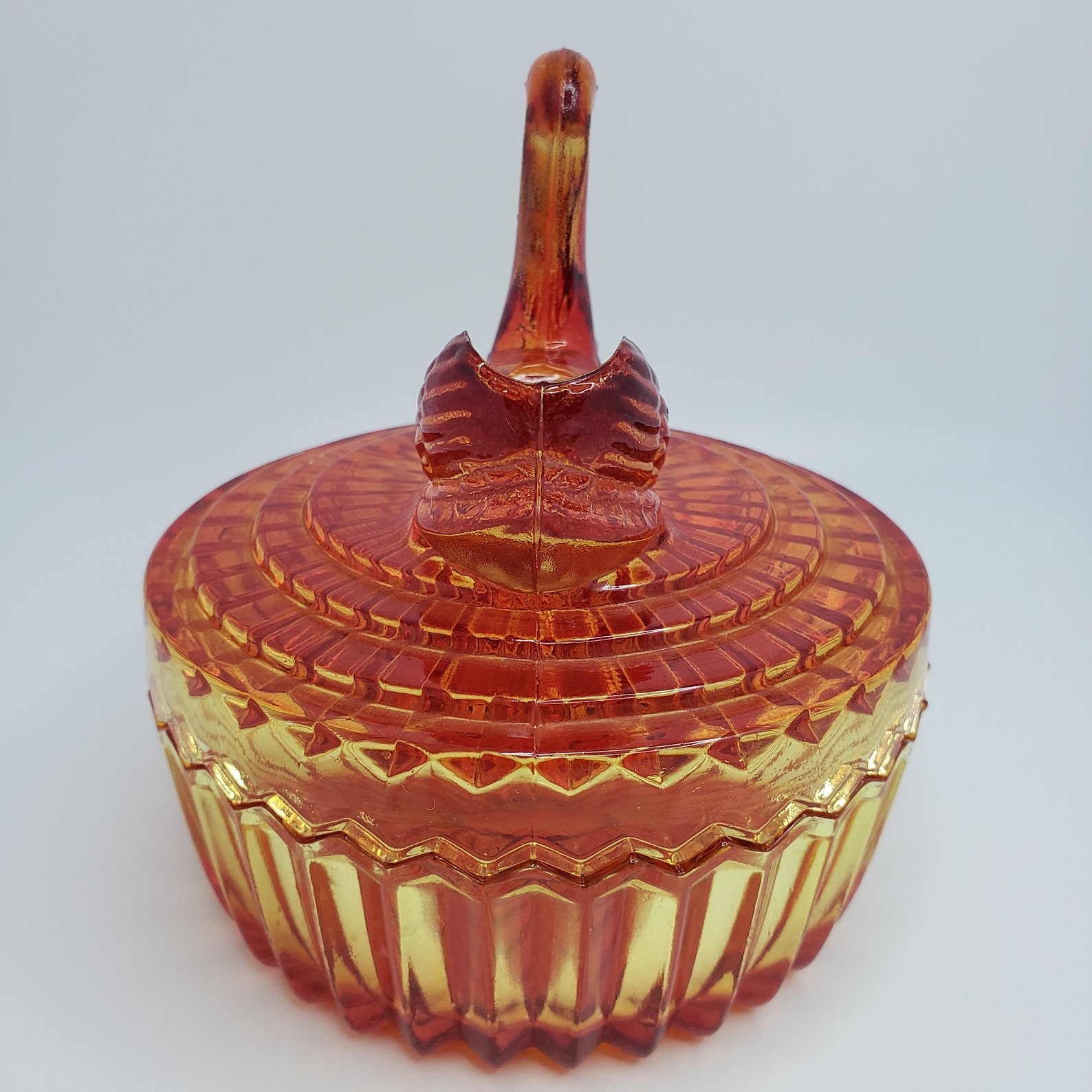Vintage Jeanette Glass Amber Swan Powder Jar With Lipstick Holder - Etsy