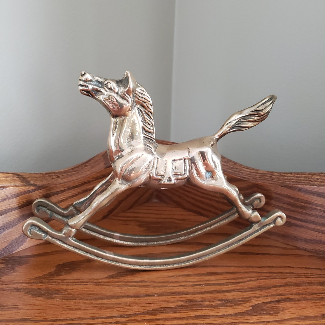Solid Brass Rocking Horse Figurine - Etsy