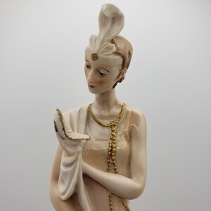 Vintage Lady With A Powder Puff Sculpture Figurine Signed M. Pinto - Etsy