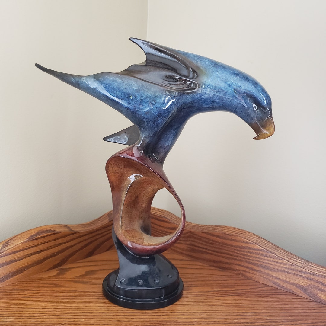 IMAGO Porcelain Eagle Sculpture Streamline Blue Figurine - Etsy