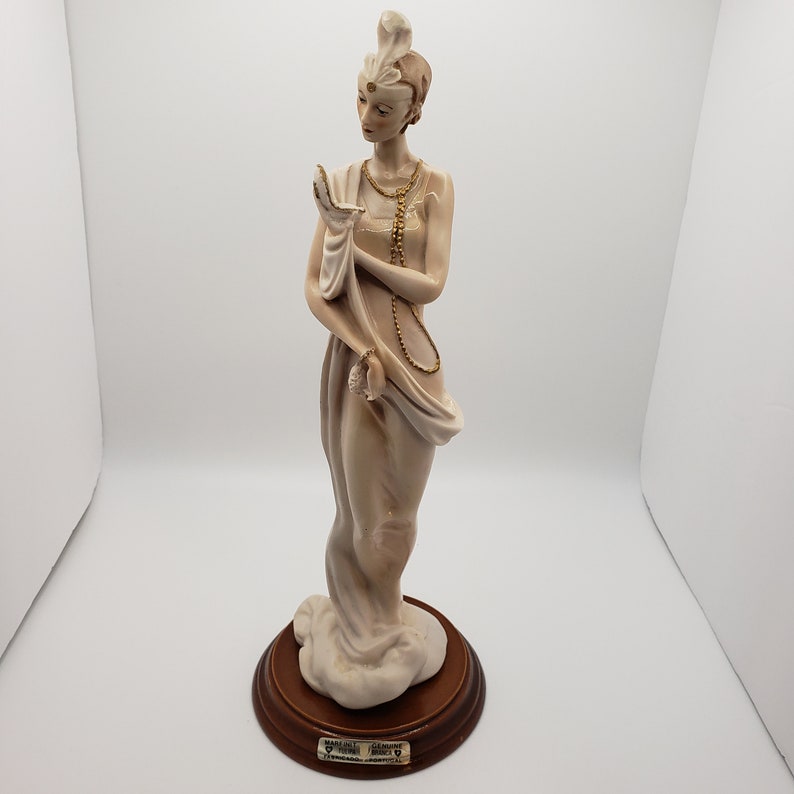 Vintage Lady With A Powder Puff Sculpture Figurine Signed M. Pinto - Etsy