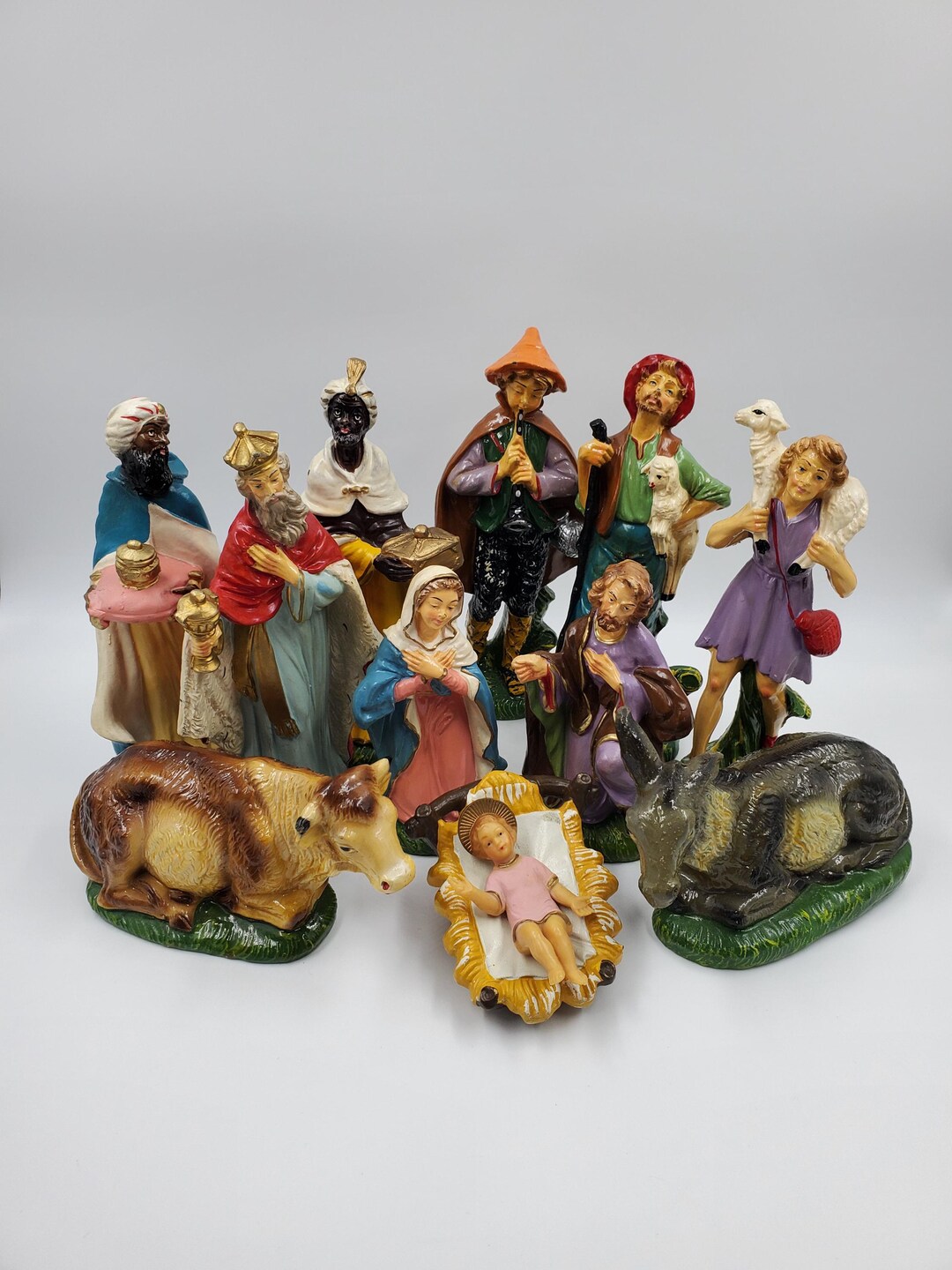 Vintage Italian Chalkware 12 Piece Christmas Nativity Set - Etsy