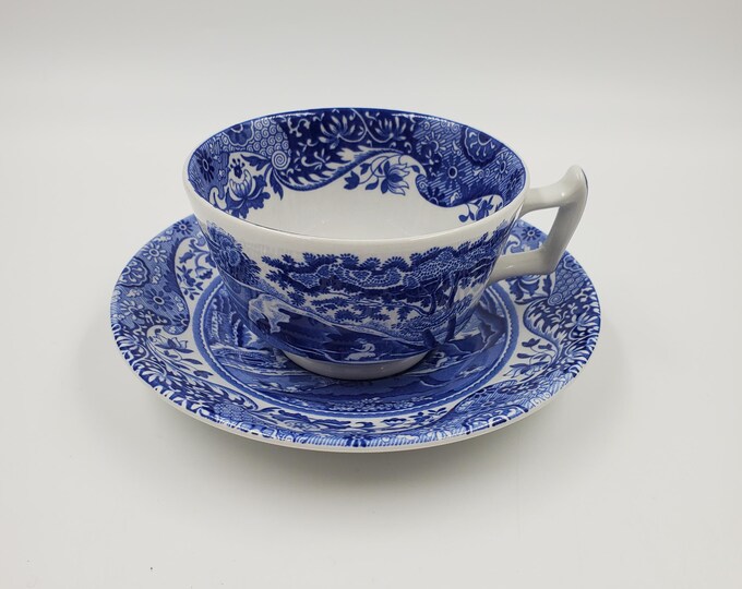Spode Italian Blue and White Teacup and Saucer Set - Etsy
