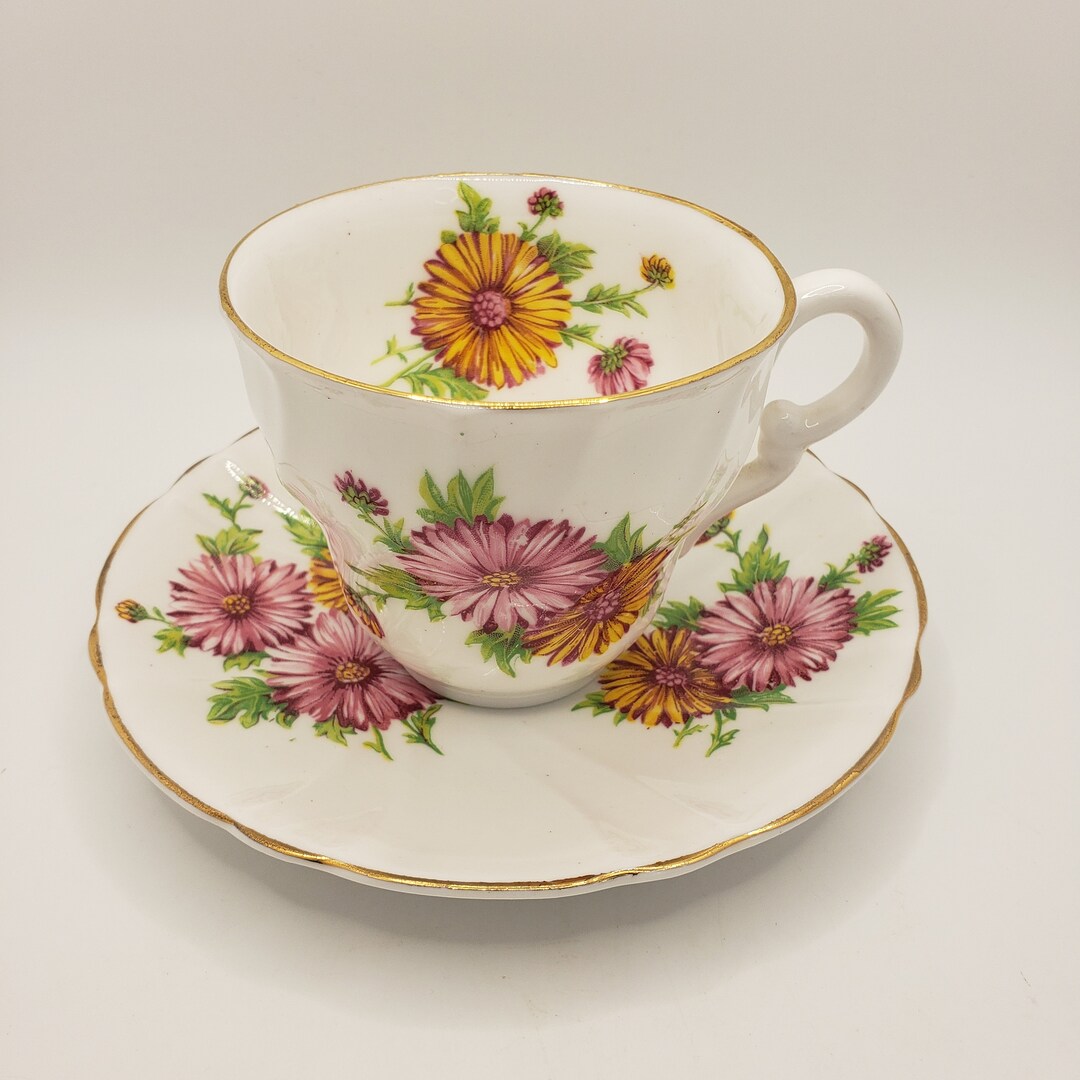 Stanley Aster Bone China Teacup and Saucer Set - Etsy