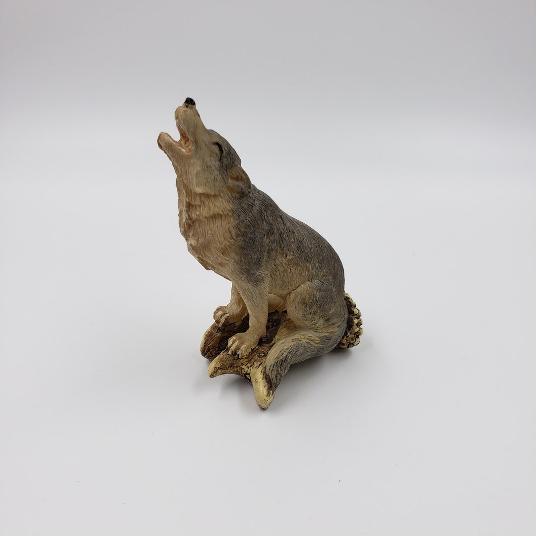 Vintage Howling Wolf Sculpture Figurine - Etsy