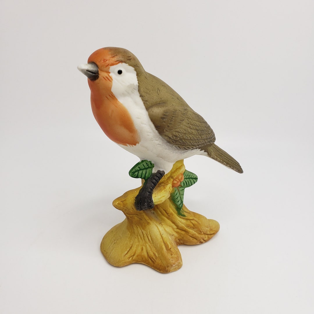 Ceramic Robin Sitting on A Branch Figurine - Etsy
