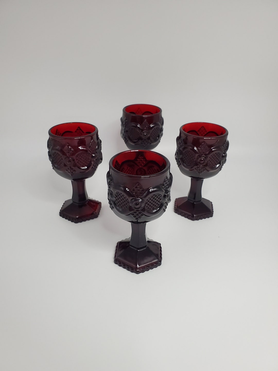 Avon Cape Cod Ruby Red Set of Four Small Wine Goblets - Etsy