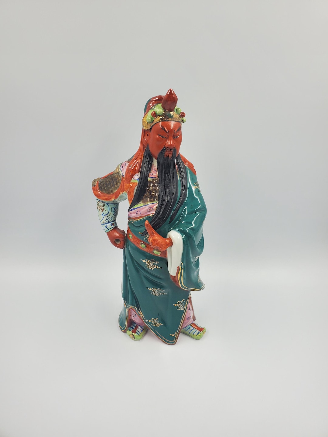 Chinese Porcelain Emperor Guan Yu Lord Warrior General Statue Figurine ...