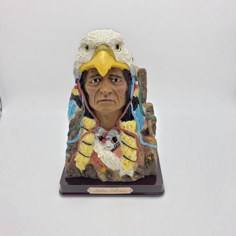 North American Native Statue Figurine With Eagle Head Dress Adeline ...