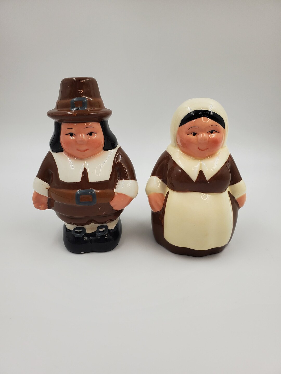 The Pilgrim Pair Ceramic Salt and Pepper Shakers - Etsy