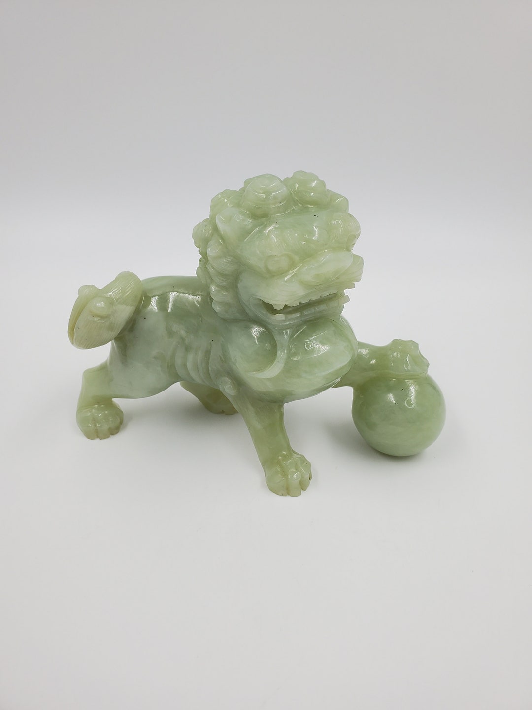 Rare Vintage Chinese Hand Carved Jade Foo Dog Temple Lion Statue ...