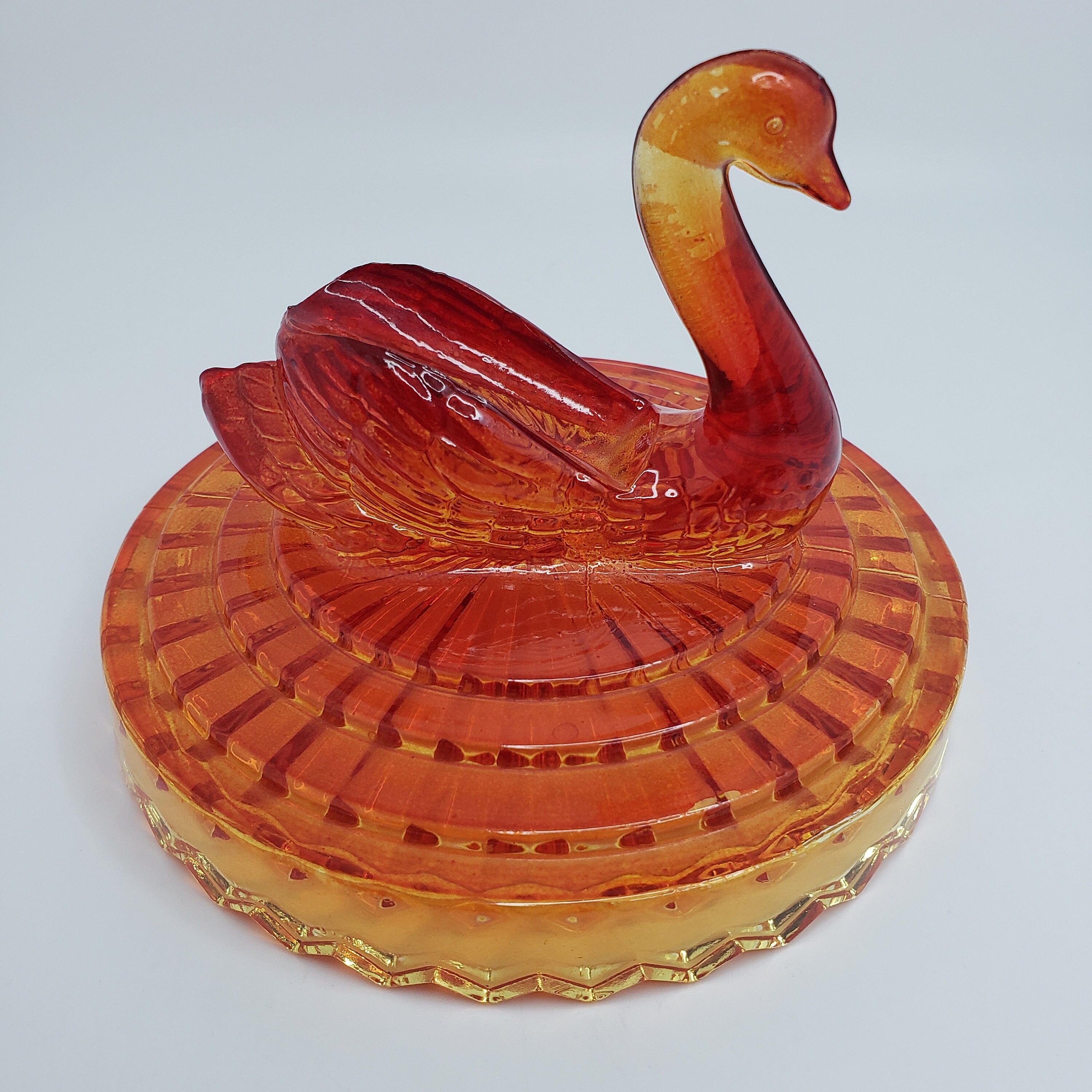 Vintage Jeanette Glass Amber Swan Powder Jar With Lipstick Holder - Etsy