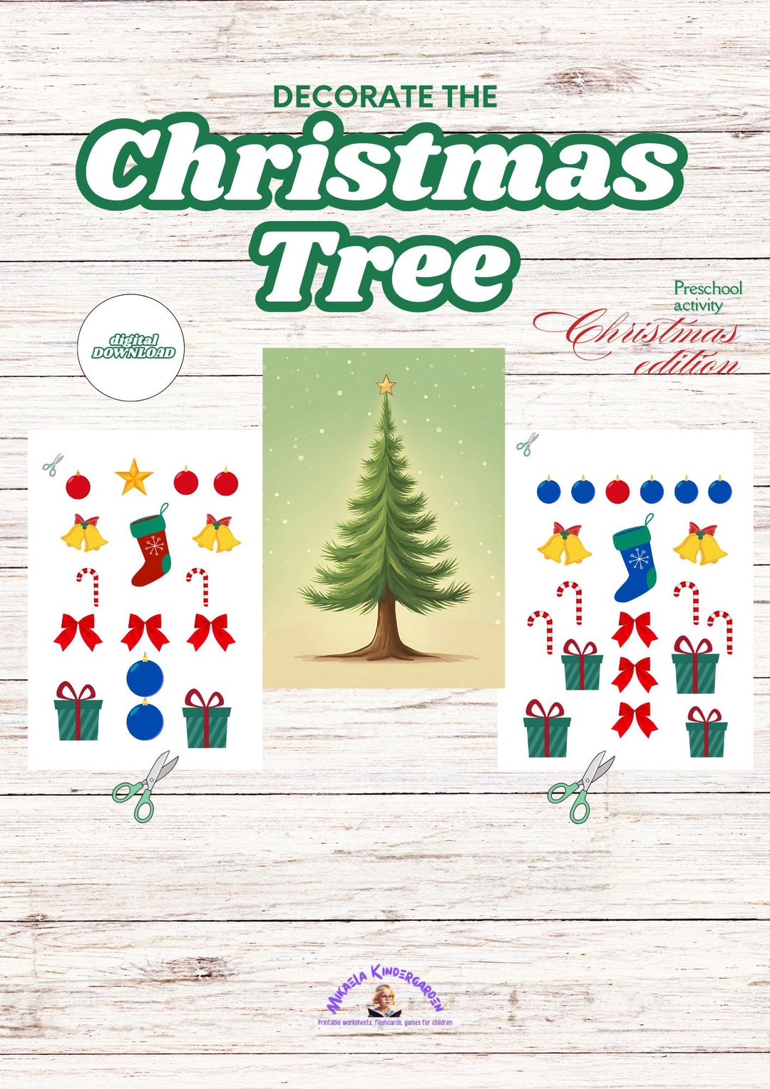 Christmas Tree Ready to Be Decorated -printable Preschool Activity ...