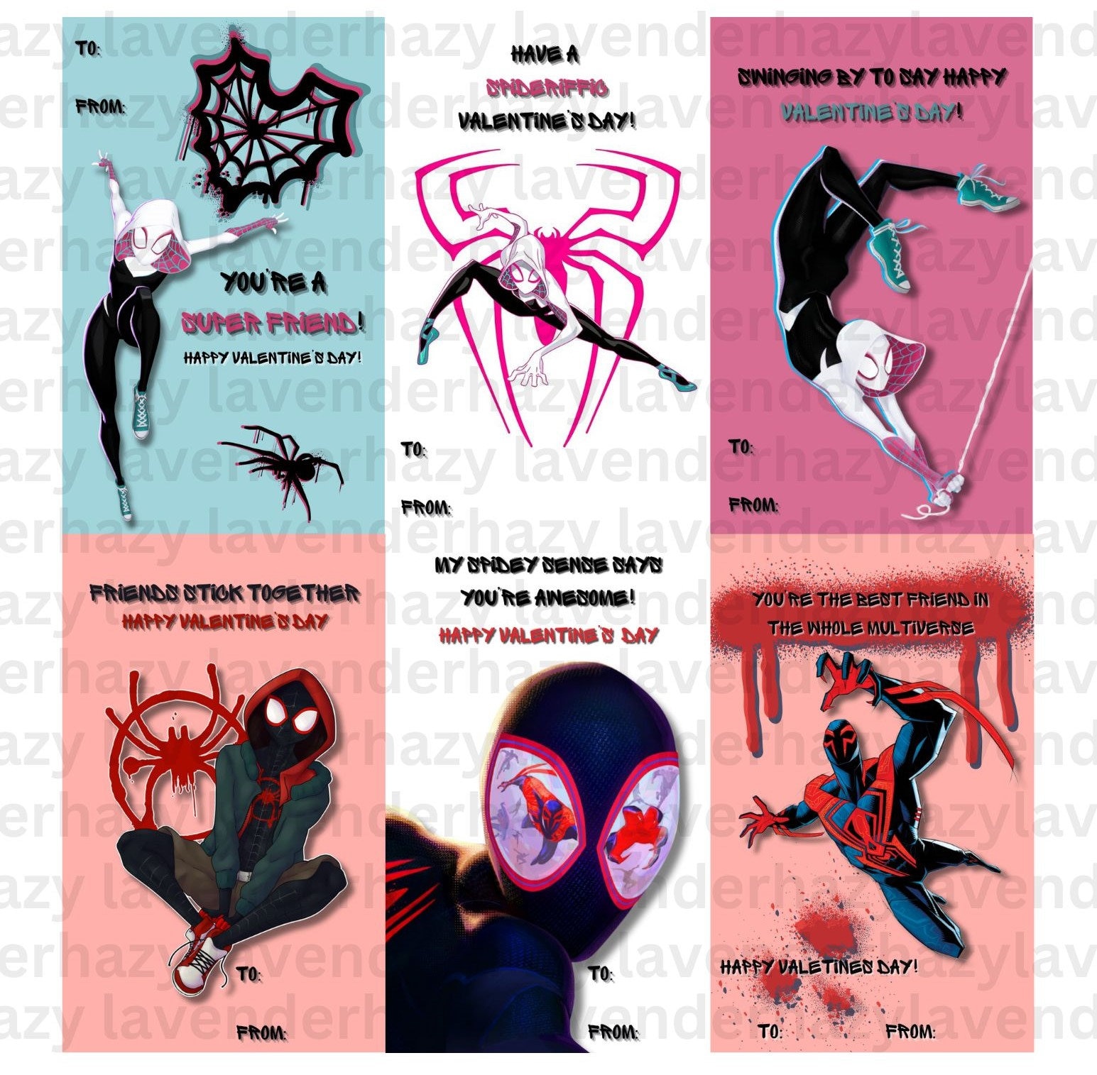 Spiderman and Friends Valentine's Day Cards - Instant Download Pdf ...