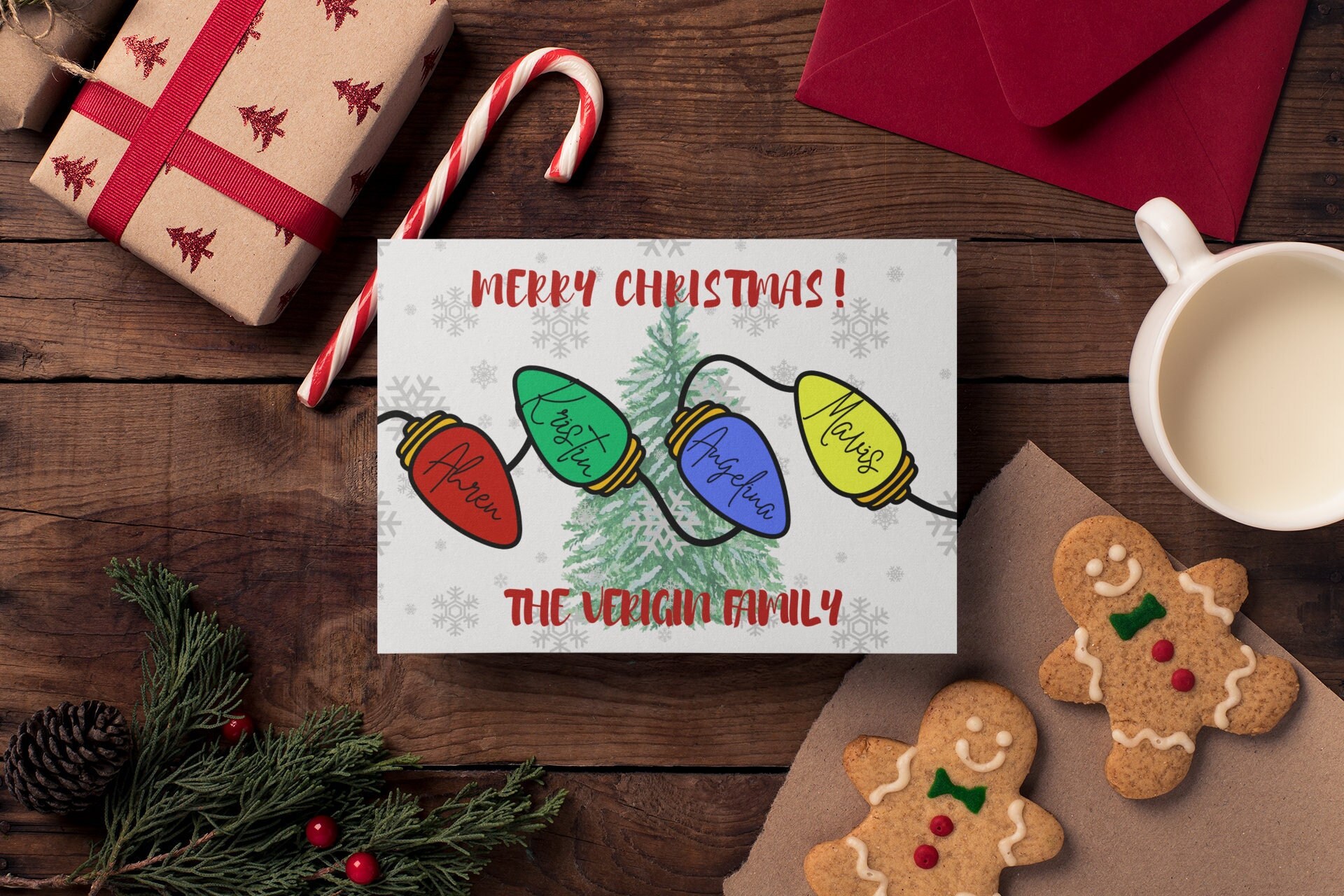 Family Personalized Christmas Cards, Family Names Cards, Family ...