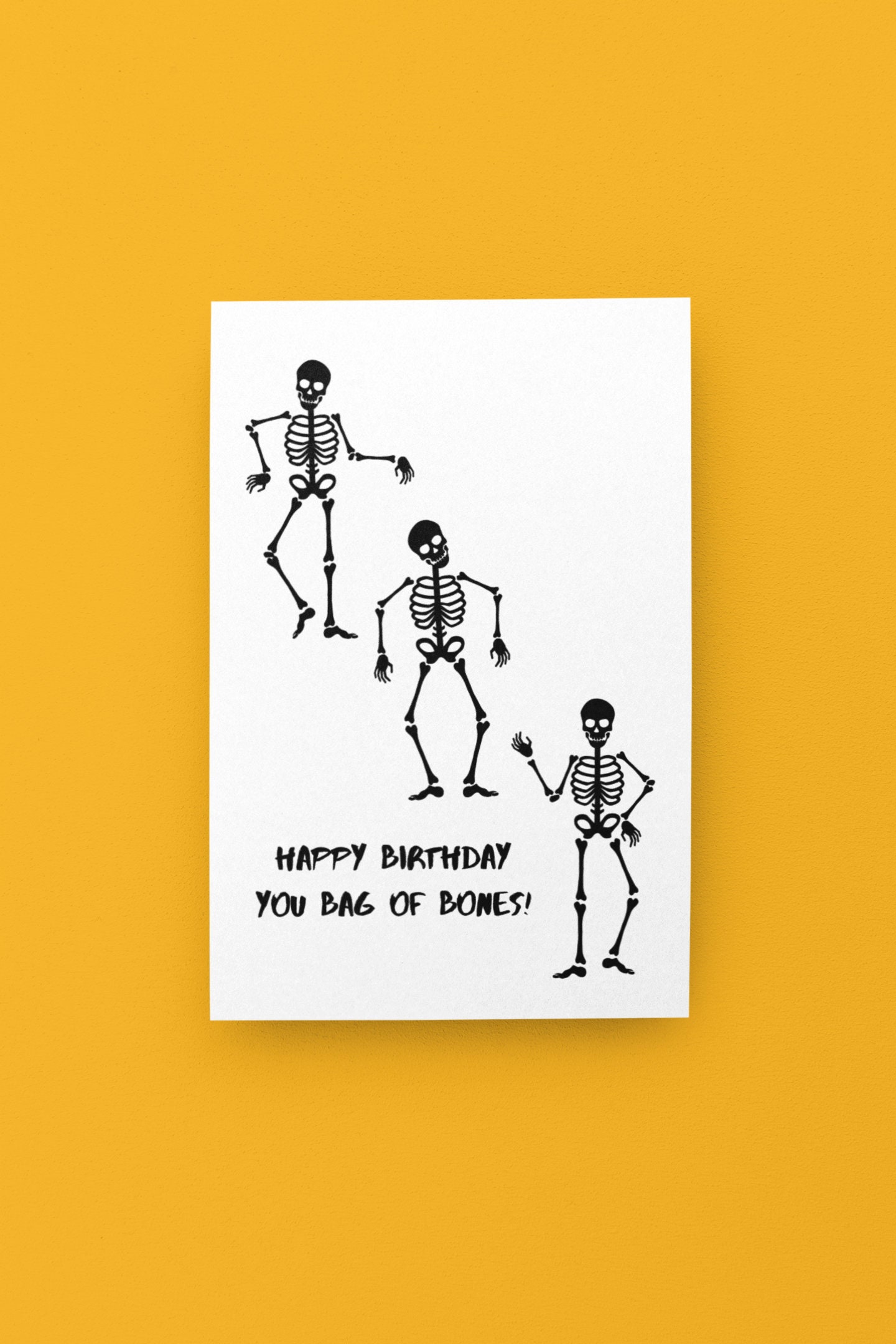 Skeleton Birthday Card, Skeleton, Halloween Birthday, Halloween ...