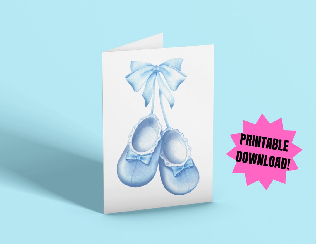 PRINTABLE Baby Shoes Card, Baby Shower Card, Boy, Baby Shower, Greeting ...