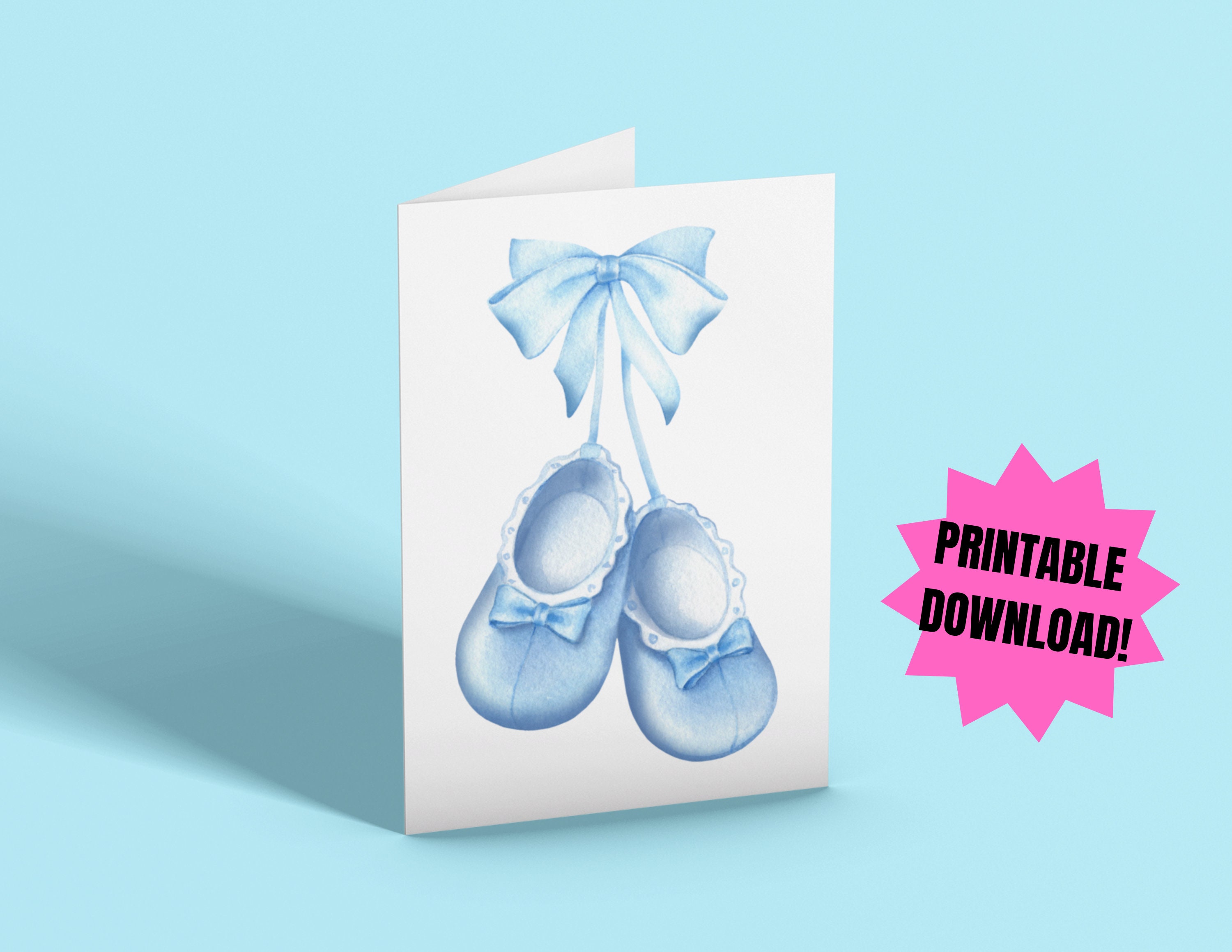 PRINTABLE Baby Shoes Card, Baby Shower Card, Boy, Baby Shower, Greeting ...