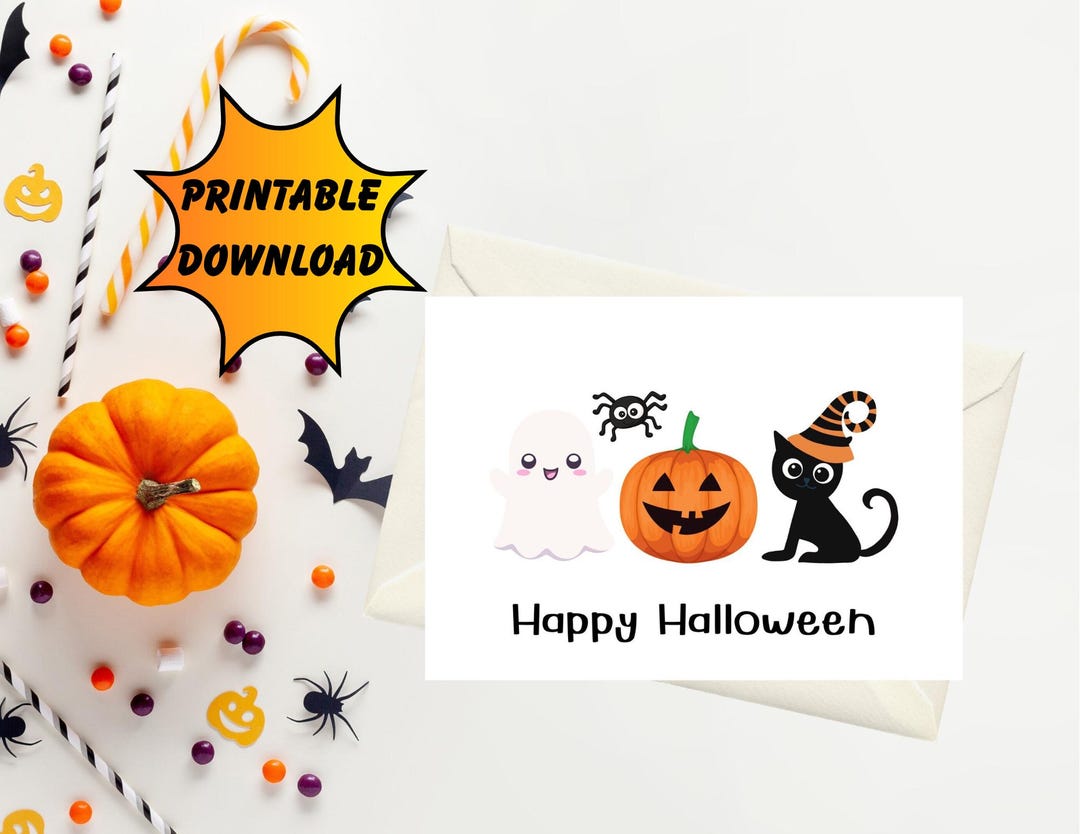 PRINTABLE Happy Halloween Card, Greeting Card, Halloween, Happy ...