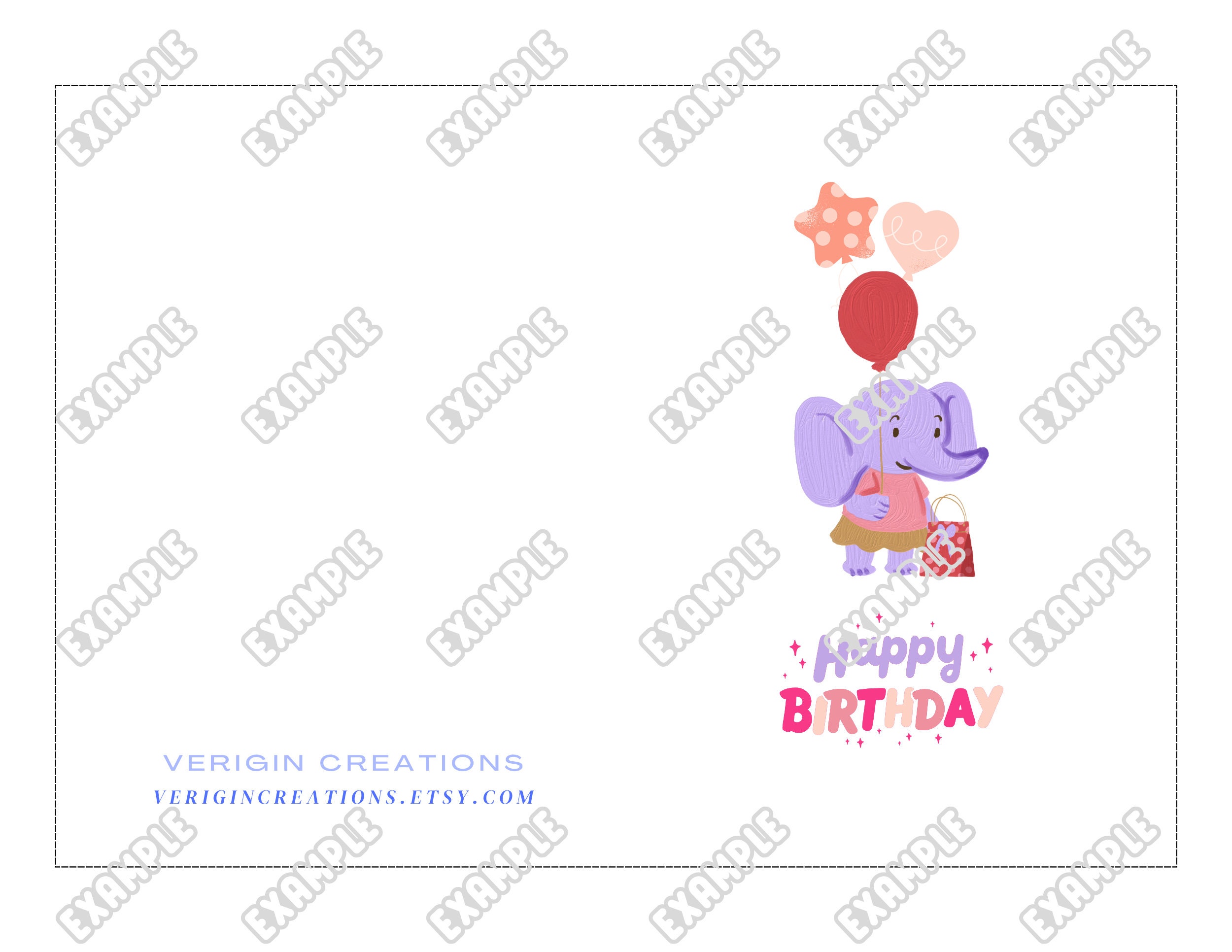 PRINTABLE Elephant Birthday Card, Happy Birthday, Birthday Card ...