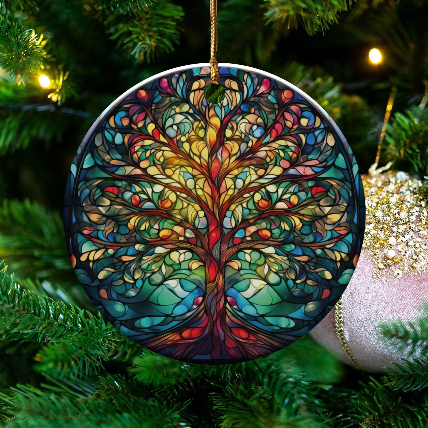 Tree of Life Ornament, Tree of Life Christmas Decor, Stained Glass ...