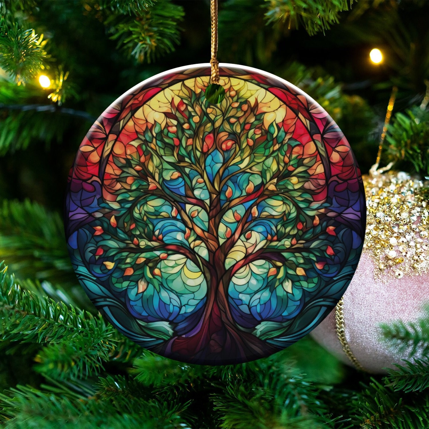 Tree of Life Ornament, Tree of Life Christmas Decor, Stained Glass ...