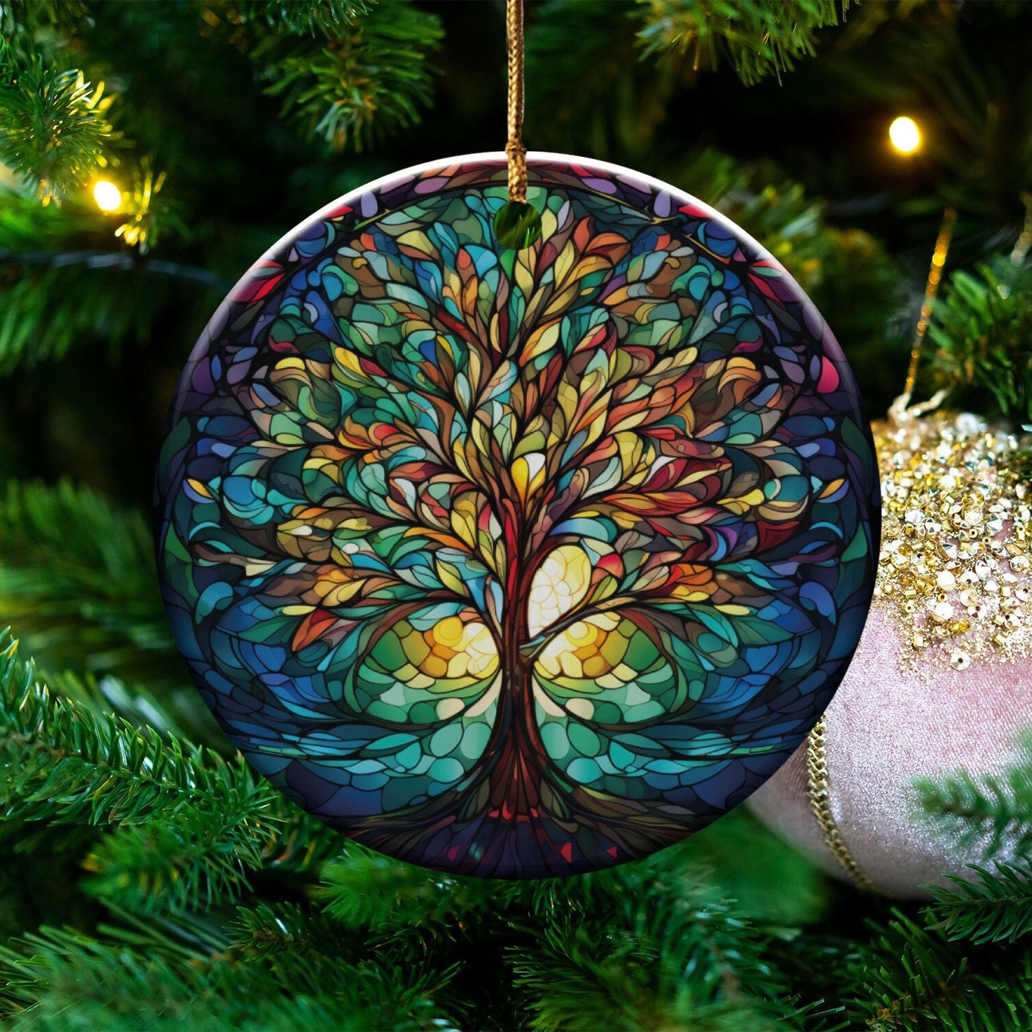 Tree of Life Ornament, Tree of Life Christmas Decor, Stained Glass ...