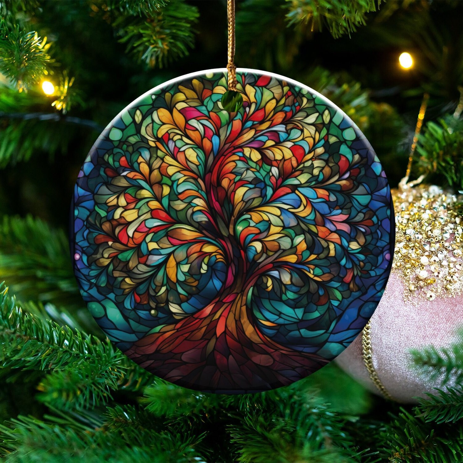 Tree of Life Ornament, Tree of Life Christmas Decor, Stained Glass ...